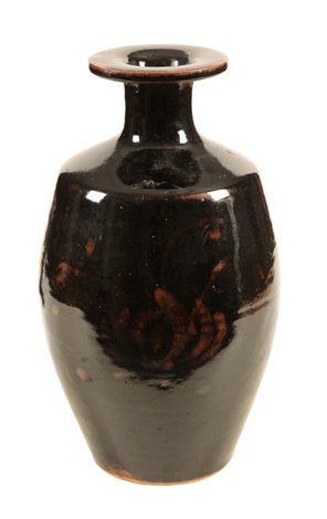 A LARGE TENMOKU POTTERY BOTTLE VASE by David Leach on artnet