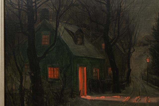 Winters Night with Cabins by Svend Rasmussen Svendsen on artnet