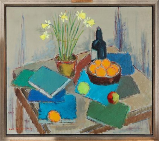 Still life with oranges and daffodils, recto et verso by Carl Christian ...