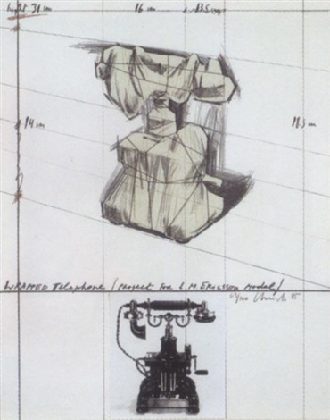 Wrapped telephone, project for L.M. Ericsson model by Christo and ...