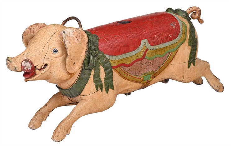 Bayol Carved and Polychrome Carousel Pig by Gustave Bayol on artnet