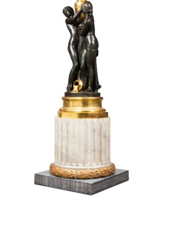 A French allegorical patinated bronze and ormolu group of a Source ...