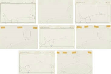 Key animation drawing genga from LAPUTA CASTLE IN THE SKY a set of 8 by ...