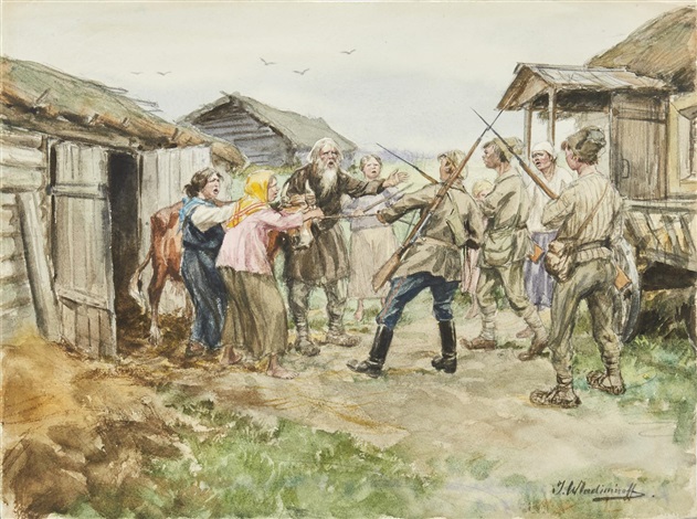 A set of 26 depictions of scenes from the Russian revolution by Ivan ...