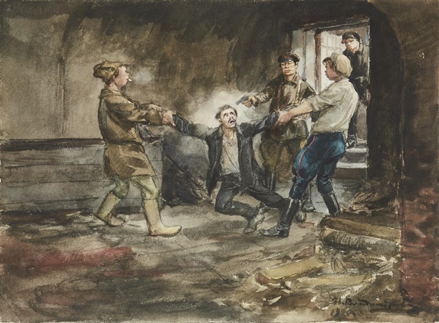 A set of 26 depictions of scenes from the Russian revolution by Ivan ...