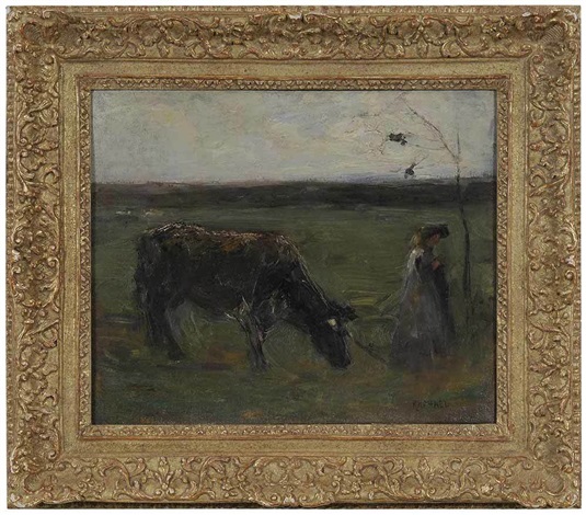 Cow and Woman in a Landscape by Joseph Raphael on artnet