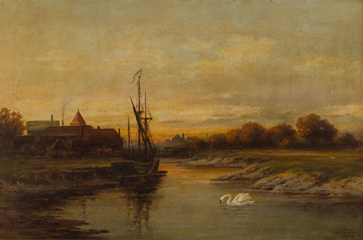 Sailing Vessel at Sunset by Frederick Arthur Verner on artnet