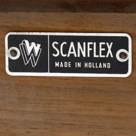 Beech wall system with oak and teak skelves by William Watting on artnet