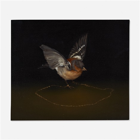 Male Chaffinch with Gold Chain Facing Right by Derrick Guild on artnet