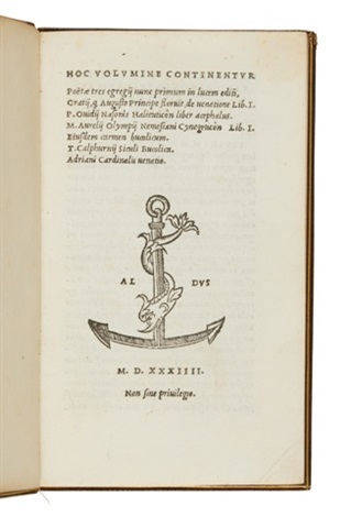 Gratius Faliscus, poetae, Venice, Paolo Manuzio Heirs of Andrea ...