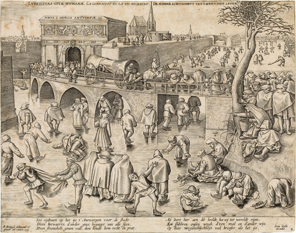 Ice Skating before the Gate of Saint George, Antwerp by Frans Huys c ...