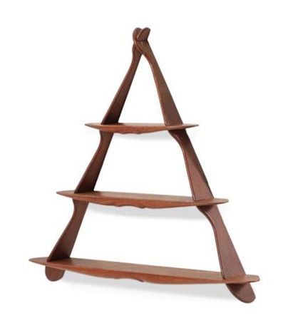 Three solid teak and oak shelf units, each with three shelves by Peder ...