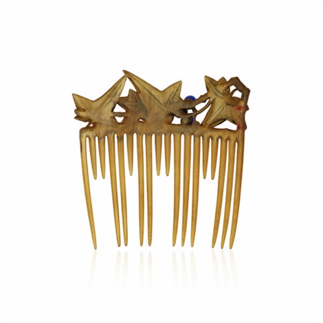 HENRI VEVER ART NOUVEAU HORN AND ENAMEL HAIR COMB by Henri Vever on artnet