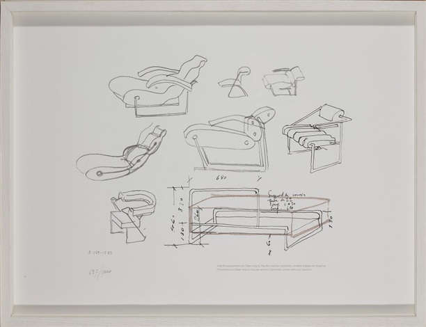 THE EILEEN GRAY SKETCHES PRINT OF NON CONFORMIST CHAIR AND DAY BED ...