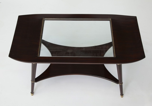 Carlo Enrico Rava Stained Wood, Brass and Glass Coffee Table by Carlo ...