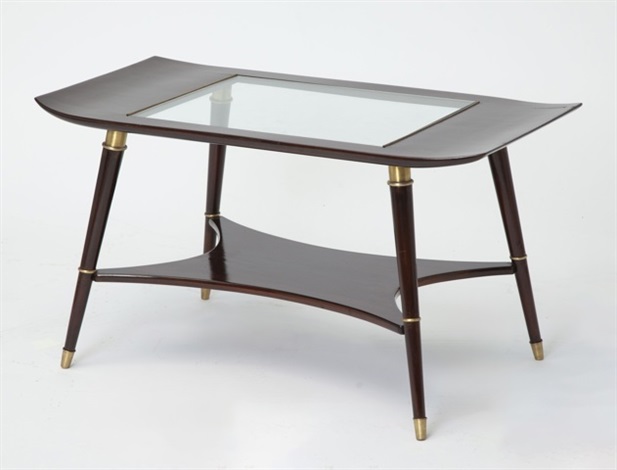 Carlo Enrico Rava Stained Wood, Brass and Glass Coffee Table by Carlo ...