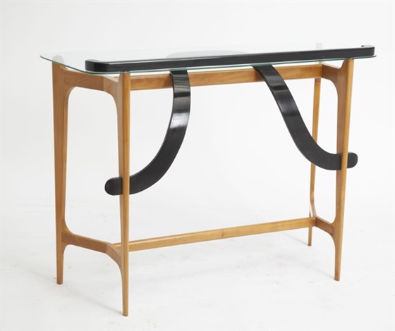 Ico Parisi Stained and Lacquered Wood and Glass Console by Ico Parisi ...