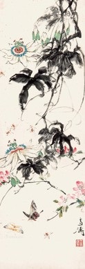 花蝶图 镜心 by Wang Xuetao on artnet