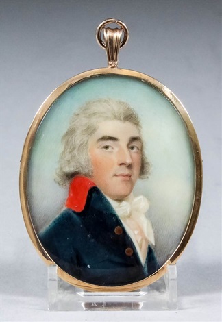 Miniature shoulder length portrait of John Kilby wearing a blue coat ...