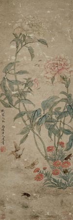 花蝶草虫图 立轴 by Chen Shu on artnet