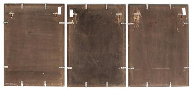 Three glass picture frames with wood back and metal fittings by Arne ...