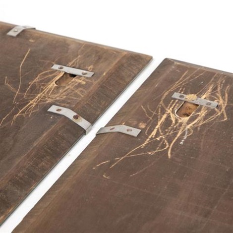 Three glass picture frames with wood back and metal fittings by Arne ...