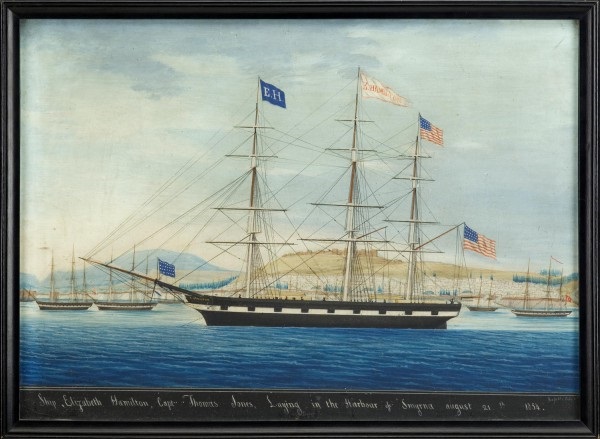 Ship Elizabeth Hamilton, capt. Thomas Jones, laying in the harbor of ...