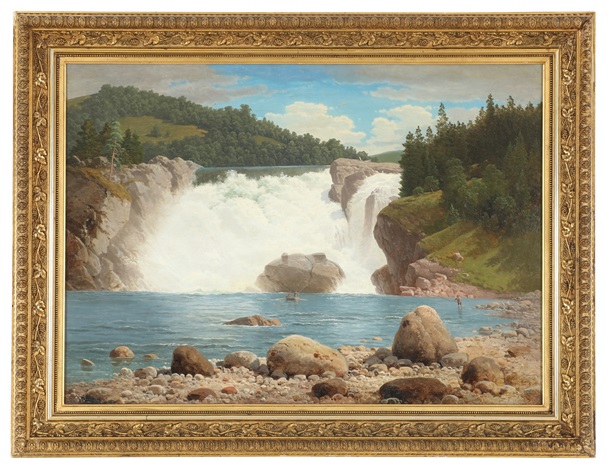 Landskap med foss og fiskere by Georg Eduard Otto Saal on artnet