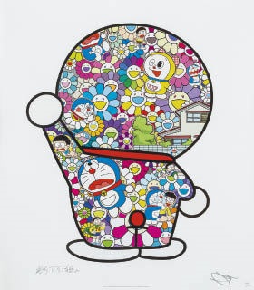 Doraemon in the field of flowers花畑の中のドラえもん by Takashi Murakami on artnet