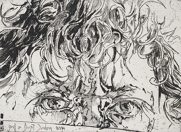 Gruß an Birgit Jacobsen Selbstbildnis by Horst Janssen on artnet