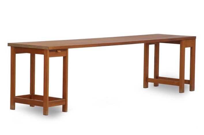 Work table with loose frame and solid mahogany top, including pull-out ...