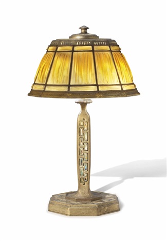 Linenfold desk lamp in the abalone pattern by Tiffany Studios on artnet