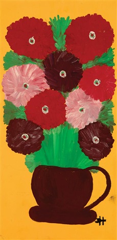 Zinnias by Clementine Hunter on artnet