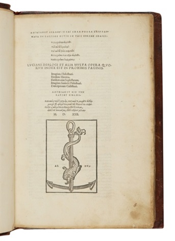 Lucianus Samosatensis, Dialogoi, Venice, Heirs of Aldo Torresano, 1522 ...