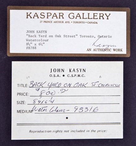 Back Yard on Oak Street, Toronto. by John Kasyn on artnet