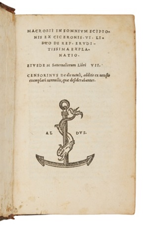 Macrobius, In Somnium Scipionis, Venice, Manuzio Torresano, 1528 ...