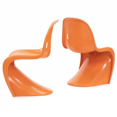 Panton Chair - A pair of orange plastic chairs by Verner Panton on artnet