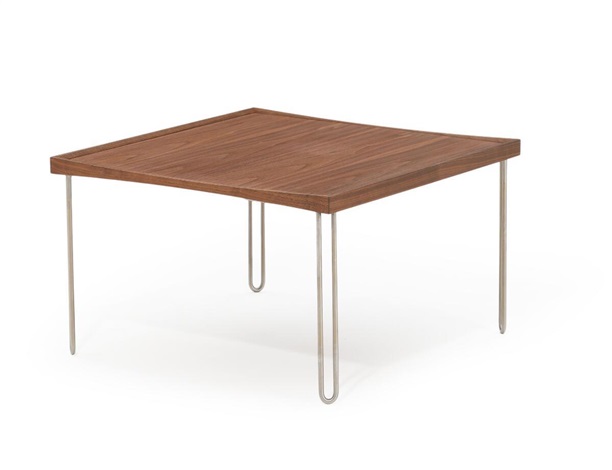 Square tray table with curved stainless steel frame, top in the form of ...