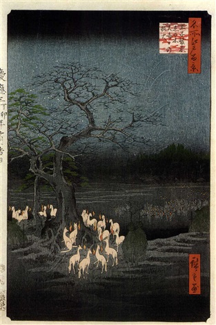 Oji shozoku enkoi omisoka no kitsunebi by Utagawa Hiroshige on artnet