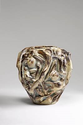 Vase modelled with branches, birds and leaves by Axel Salto on artnet