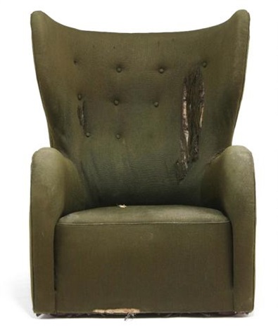 Rare wingback easy chair with round, Cuban mahogany legs by Flemming ...