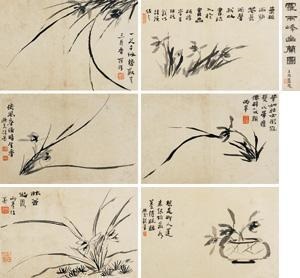 幽兰图册 Orchids album of 6 by Luo Ping on artnet