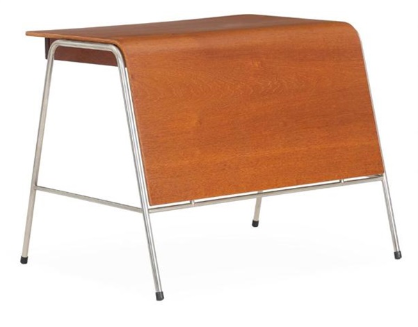 Munkegaard, Rare teachers desk with mat chromed steel frame by Arne ...
