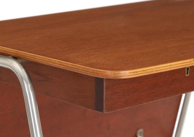 Munkegaard, Rare teachers desk with mat chromed steel frame by Arne ...