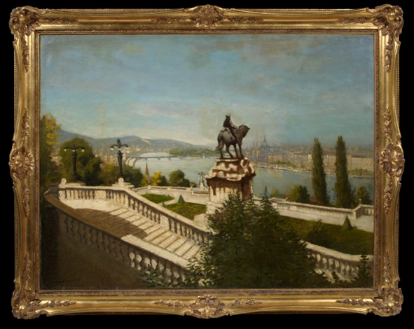 View of the bronze statue of Stephen I of Hungary at the fishermans ...