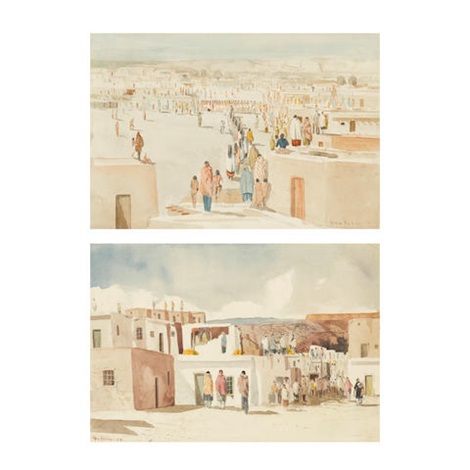 Taos Street Scene, 1948, Corndance at Isleta, 1948 by Red Robin on artnet