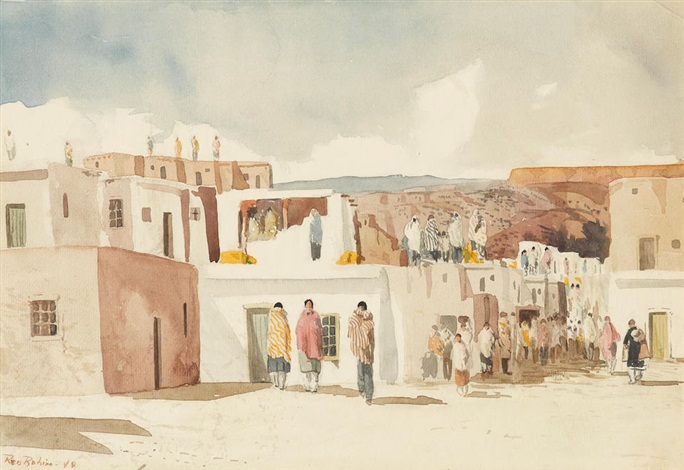 Taos Street Scene, 1948, Corndance at Isleta, 1948 by Red Robin on artnet