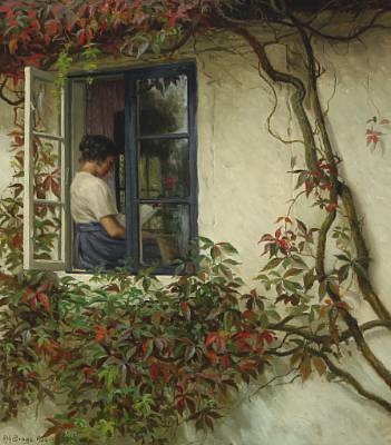 A young woman at the windowsill by Karl Harald Alfred Broge on artnet