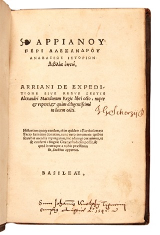 Arrianus, De expeditione sive rebus gestis Alexandri, Basel, 1539 ...