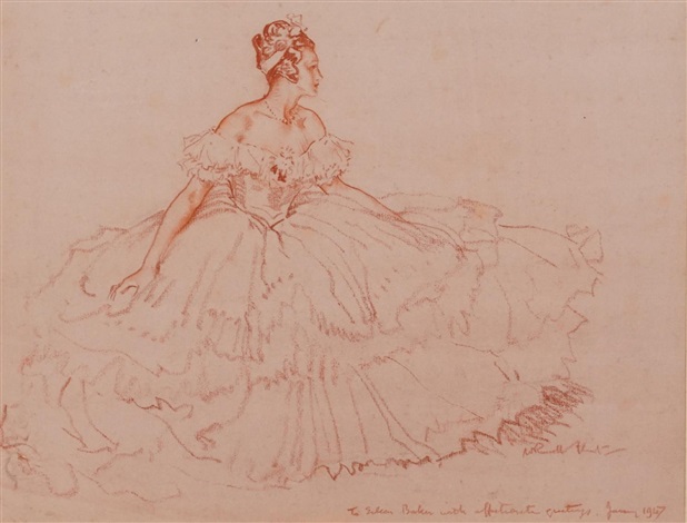 Full length portrait of Eileen Baker by William Russell (Sir) Flint on ...